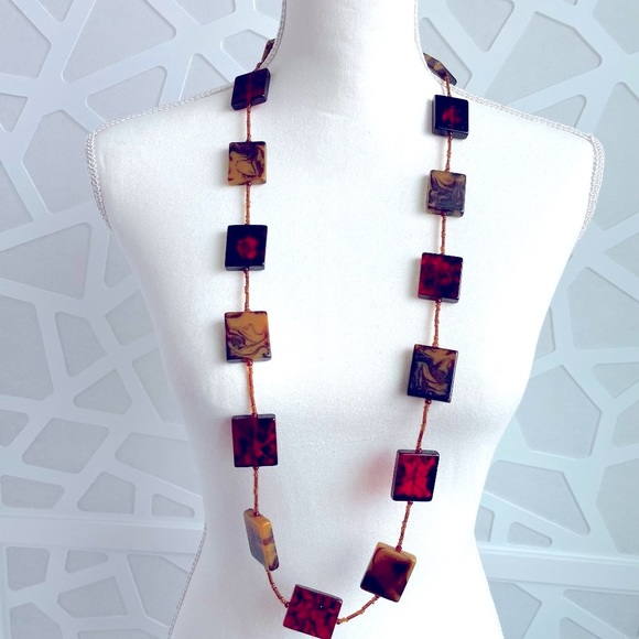 Sobral | Jewelry | Sobral Design Brown Amber Rectangular Resin Necklace ...